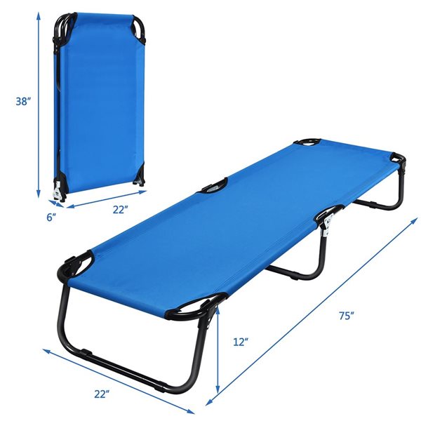 Costway Blue Folding Polyester Portable Cot OP70568 | RONA