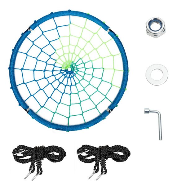 Costway 40-in Blue Spider Web Swing with Adjustable Hanging Ropes ...