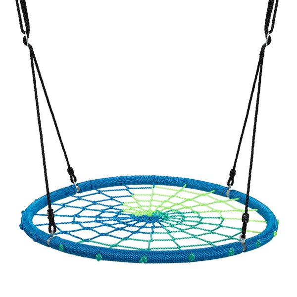 Costway 40-in Blue Spider Web Swing with Adjustable Hanging Ropes ...