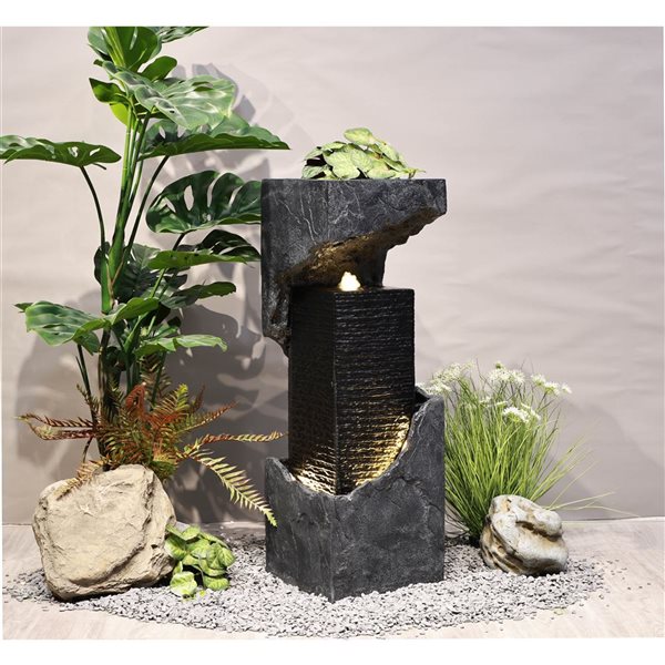 HI-LINE GIFT LTD. Hi-Line Gift Outdoor Waterfall Fountain with Warm ...