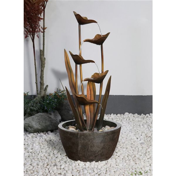 HI-LINE GIFT LTD. Hi-Line Gift Tiered Outdoor Fountain Metal Leaves ...