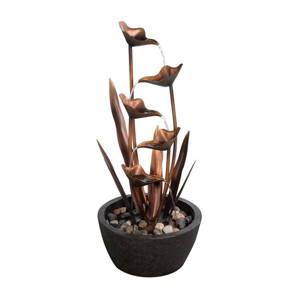 HI-LINE GIFT LTD. Hi-Line Gift Tiered Outdoor Fountain Metal Leaves ...