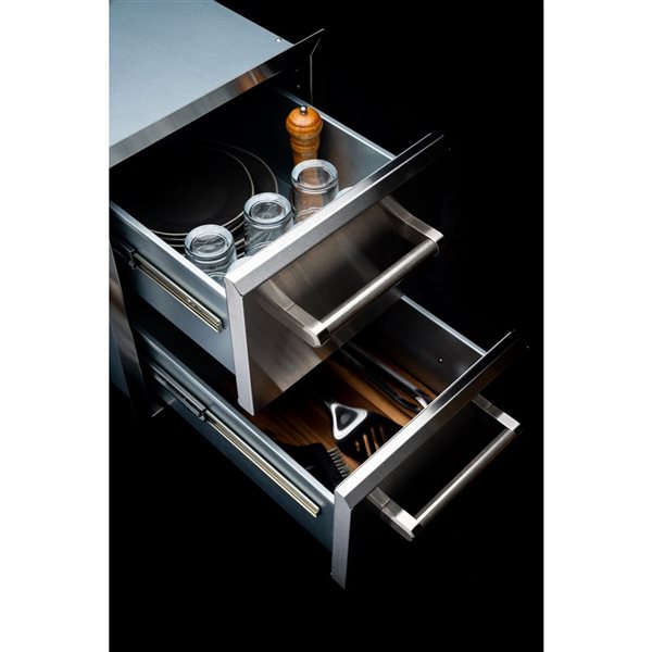 Nexgrill Built-In 18-in Grill Large Cabinet Double Drawer 780-0016B | RONA