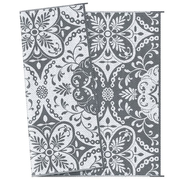Outsunny 9 x 12-ft Grey and White Rectangular Outdoor Rug with Carry ...
