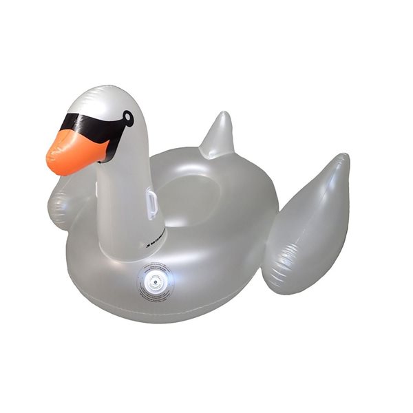 Swim Central 75-in Giant LED Lighted Inflatable Swan Pool Lounger Float ...