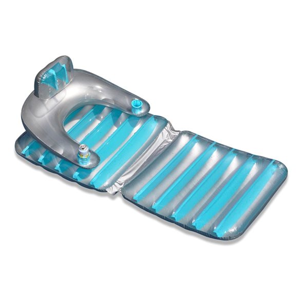Pool Central 74-in Silver and Blue Inflatable Pool Folding Lounger ...