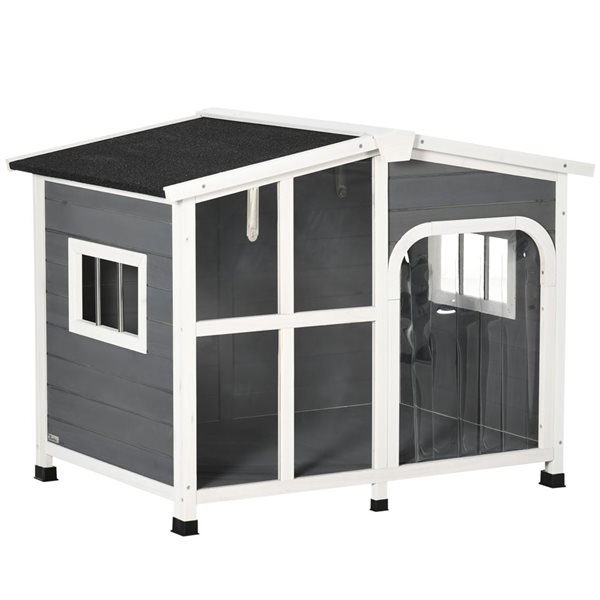 Grande niche pour chien en bois PawHut de 2,73 pi x 2,66 pi x 3,54 pi ...