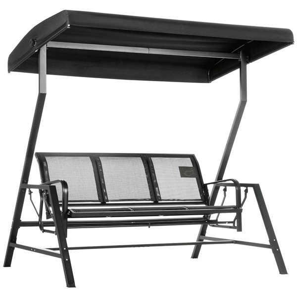 Outsunny Black Steel Outdoor 3-person Swing Bench 84A-289V00BK | RONA
