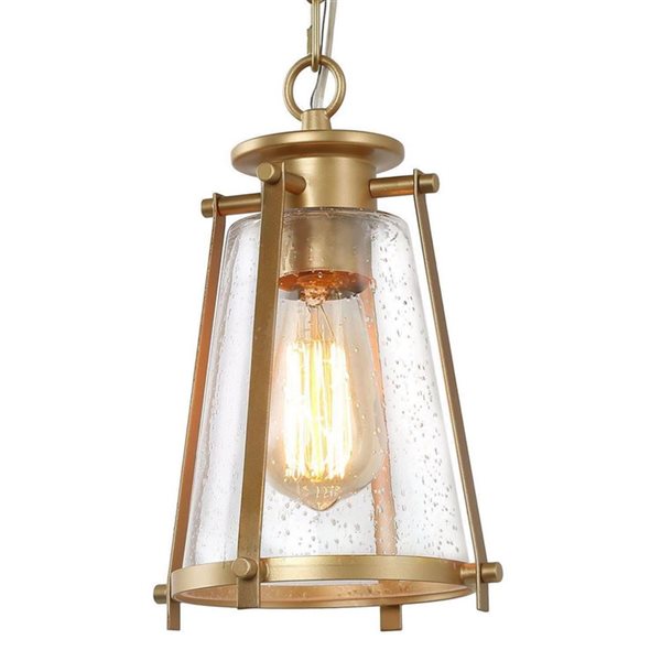LNC Idea Gold Modern/Contemporary Seeded Glass Lantern LED Mini Pendant ...