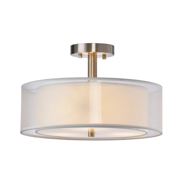 LAZZUR Lighting Rhine - Light 15-in Satin Nickel Semi-Flush Mount ...