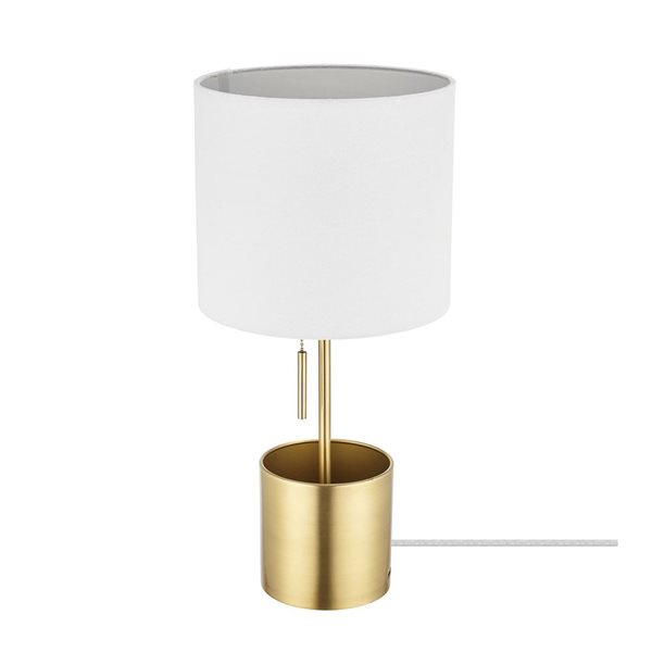 Globe Electric Pratt 19-in Matte Brass Table Lamp and White Fabric ...