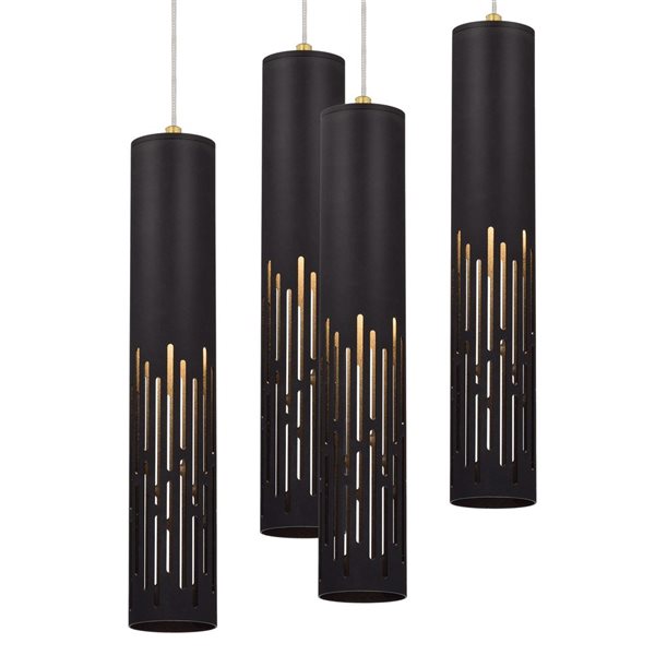 C Cattleya 1-Light Matte Black Cylinder Pendant Light with LED bulb ...