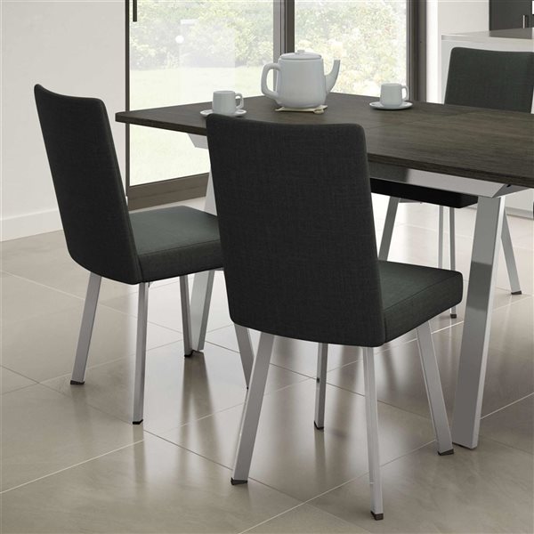 Amisco Industries Elmira Dining Chair Black Polyester / Metallic Grey ...