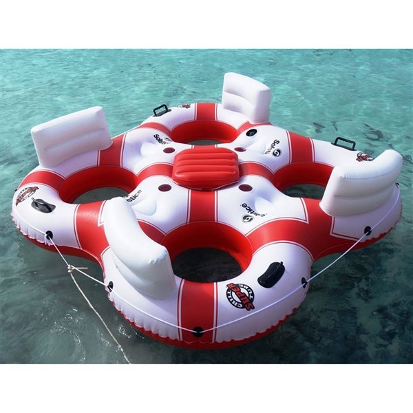 Swim Central 78-in 4-Seat White and Red Swimming Pool Float 32551604 | RONA