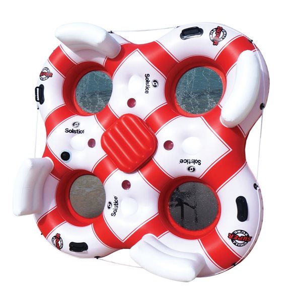 Swim Central 78-in 4-Seat White and Red Swimming Pool Float 32551604 | RONA