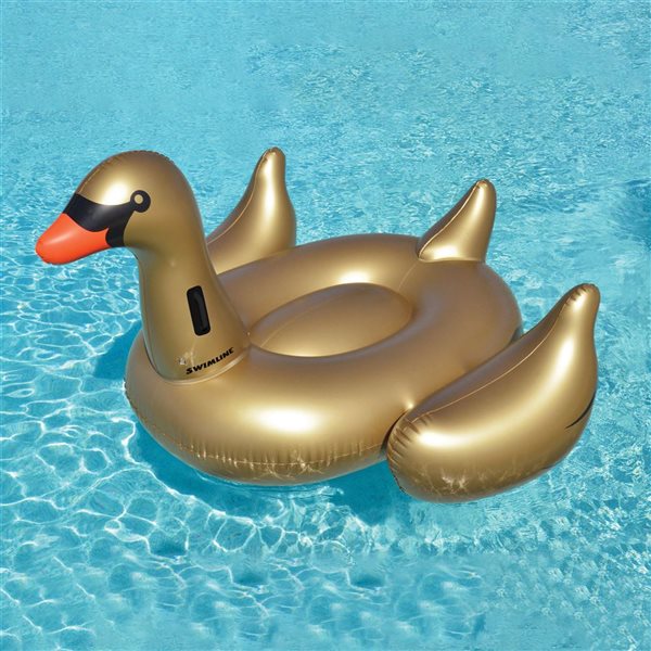 Swim Central 75-in Inflatable Gold and Orange Goose Swimming Pool Float ...