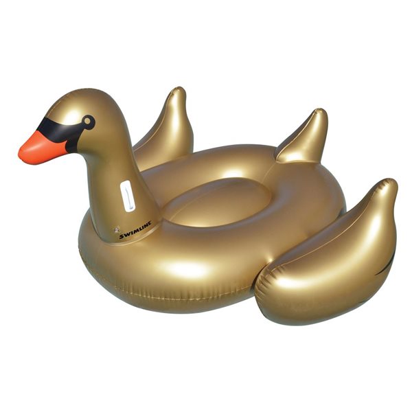 Swim Central 75-in Inflatable Gold and Orange Goose Swimming Pool Float ...