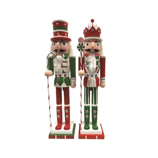 Santa's Workshop 14-in Red and Green Peppermint Nutcrackers - Set of 2 ...