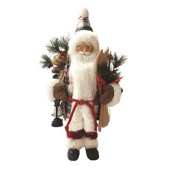 Santa's Workshop 15-in Plaid Santa with Skis 7420 | RONA