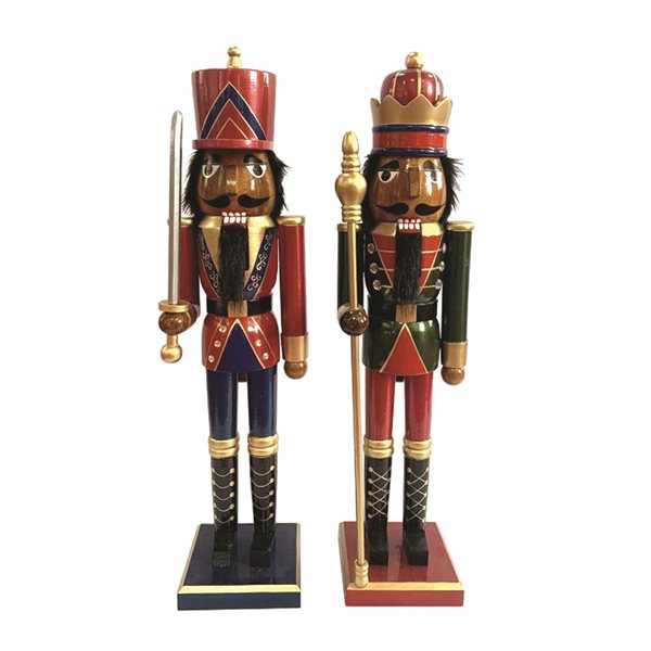 Santa's Workshop 24-in Black King and Guard Nutcrackers - Set of 2 ...