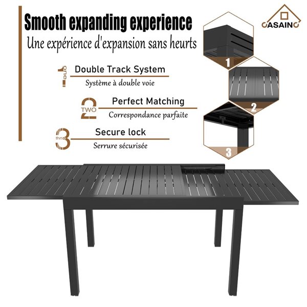 CASAINC Aluminum Swivel Chair Patio Dining Set with Extendable Table ...