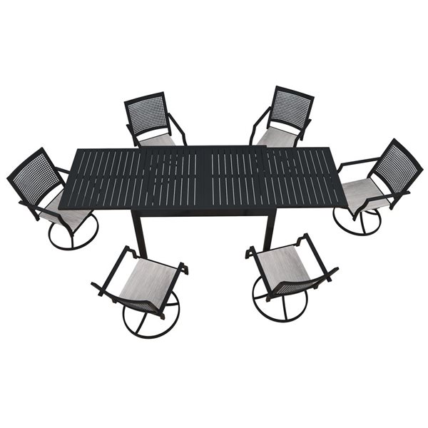 CASAINC Swivel Chair Aluminum Patio Dining Set with Extendable Table ...