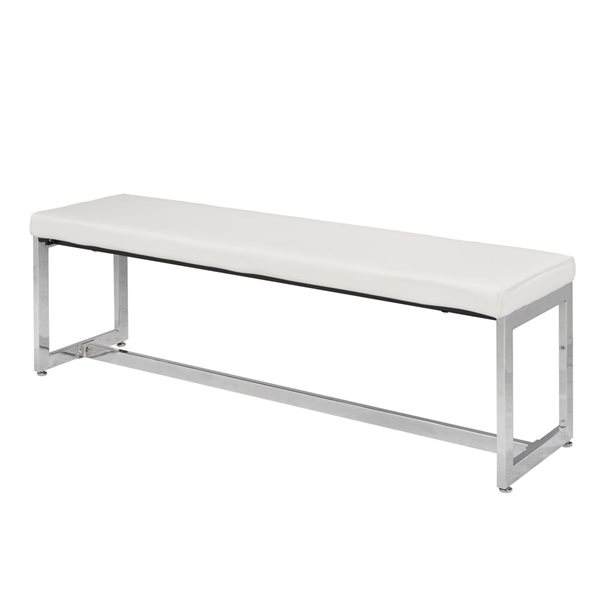 Brassex White/Silver Rectangular Cheyenne Accent Bench | RONA