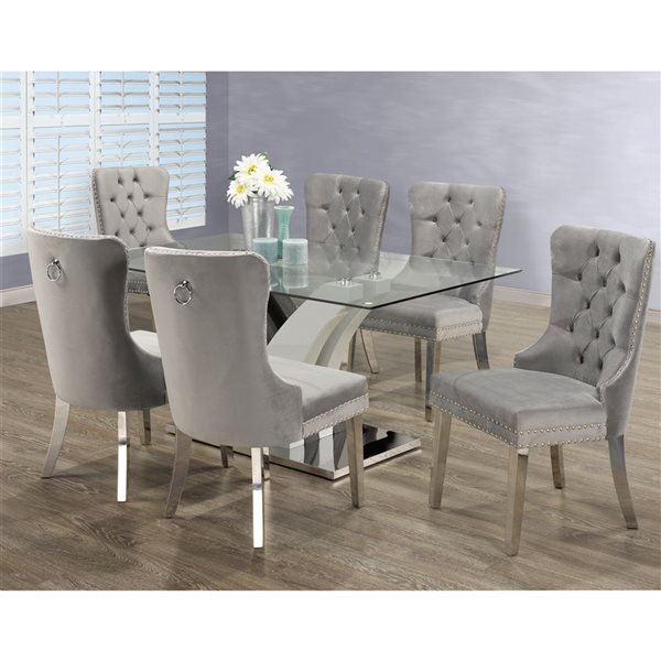Brassex Elliott 7-Piece Dining Set - Grey 4010 | RONA