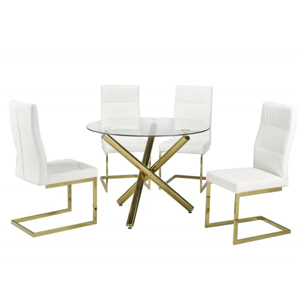 Brassex Fresno 5-Piece Dining Set - White/Gold 4195 | RONA