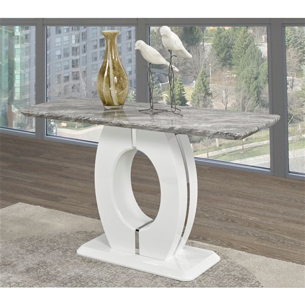 Table console Ella moderne en similimarbre blanc/gris par Brassex | RONA