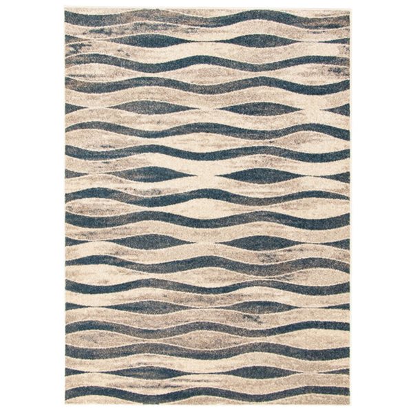 ECARPET Neela 4-ft x 5.5-ft Ivory and Blue Rectangular Area rug 345712 ...