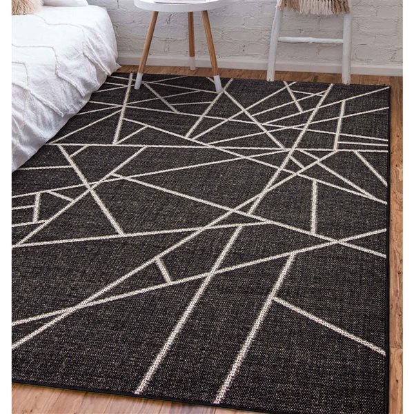 ECARPET Sisal Abstract 8-ft x 10-ft Black and Silver Rectangular Area ...