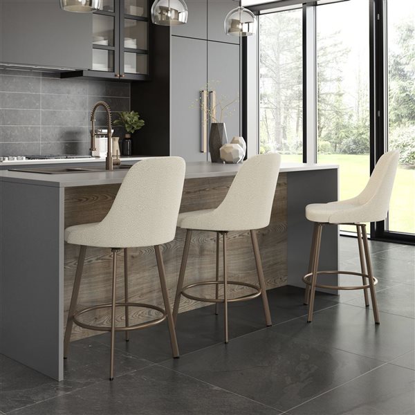 Tabouret comptoir pivotant Amisco Industries Harper 26 po en crème ...