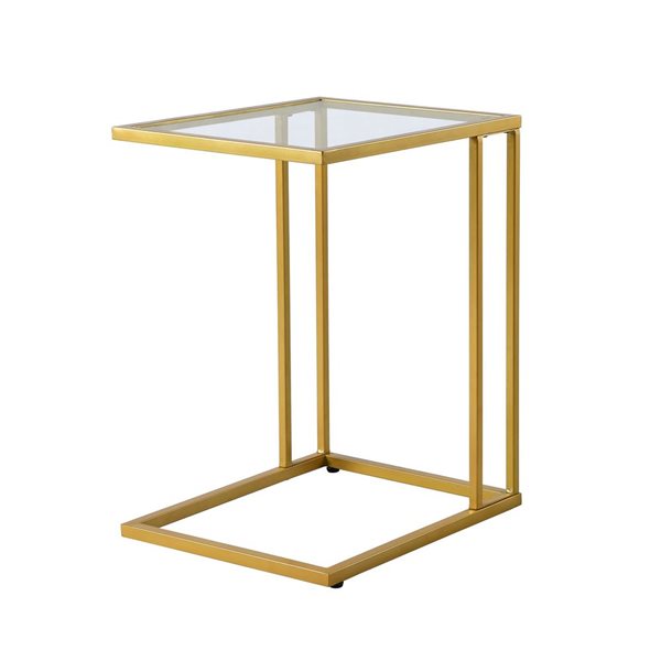 HomeRoots 25-in Gold and Clear Glass Square End Table 4000493246 | RONA