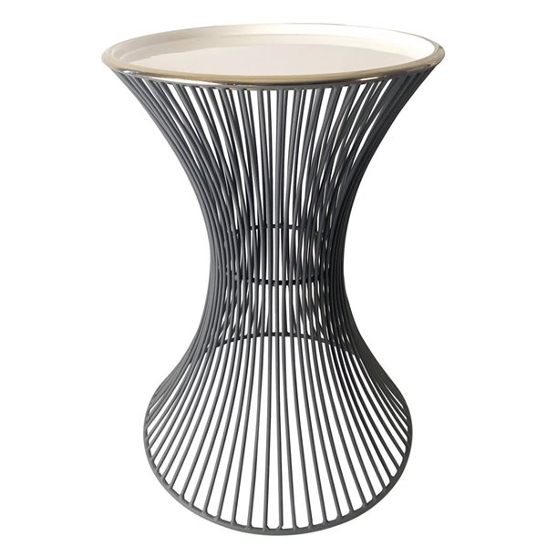 HomeRoots 18-in Black and Ivory Iron Round End Table 4000475874 | RONA