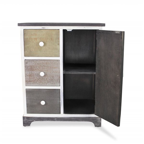 HomeRoots 30-in White and Black Rustic Wood End Table with Three ...