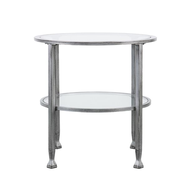 HomeRoots 24-in Silver Glass and Iron Round End Table 4000402497 | RONA