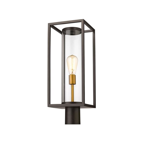 Z-Lite Deep Bronze and Brass Dunbroch 1-Light Outdoor Post Mount ...