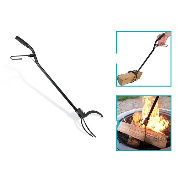 SUNNYDAZE DECOR Sunnydaze Spring-Loaded Firewood Log Grabber Claw - 36 ...