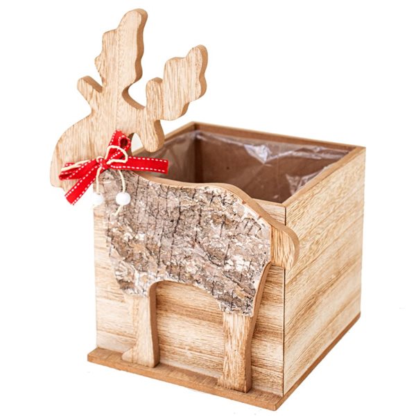 Tropi Co 18-in Wooden Moose Container with Snowy Alberta Spruce 2-Pack ...