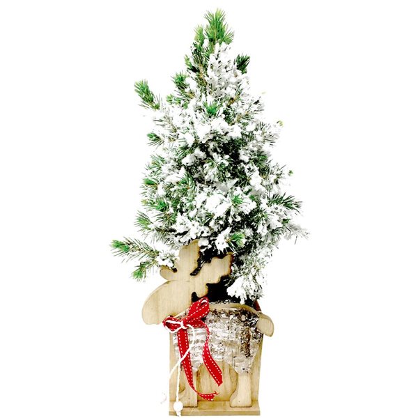 Tropi Co 18-in Wooden Moose Container with Snowy Alberta Spruce 2-Pack ...
