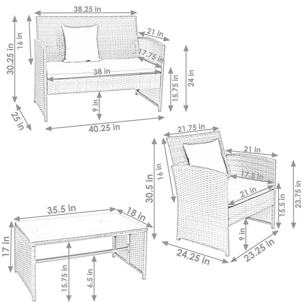 SUNNYDAZE DECOR Sunnydaze Ardfield Patio Set with Navy Cushions Mixed ...