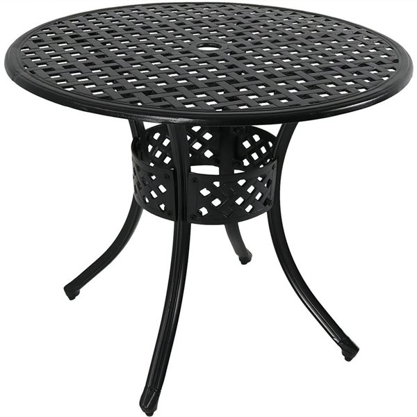 Sunnydaze Decor 33-in Black Cast Aluminum Round Dining Table YUK-822 | RONA