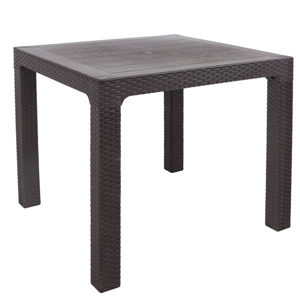 Sunnydaze Decor 31.5-in Brown Plastic Rattan Outdoor Patio Dining Table ...