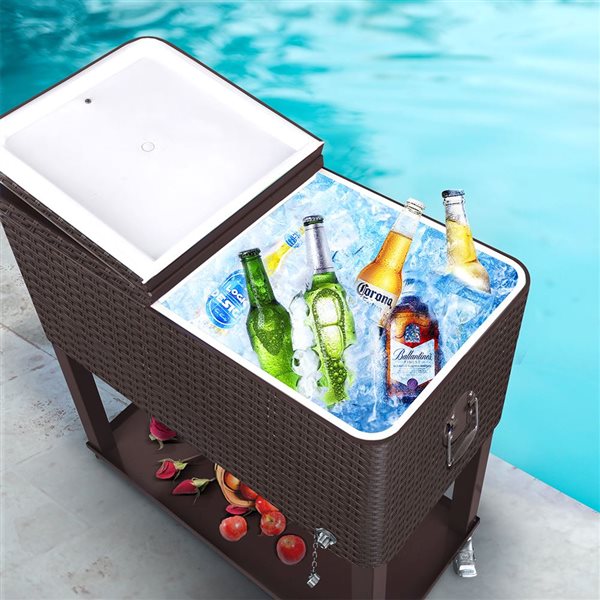 UPHA 75-L Brown Rolling Outdoor Patio Cooler COOLER-BRONZE | RONA