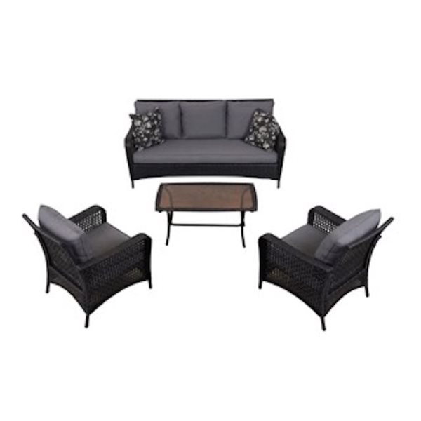 Think Patio Chelsea 4-Piece Metal Frame Patio Conversation Set with ...