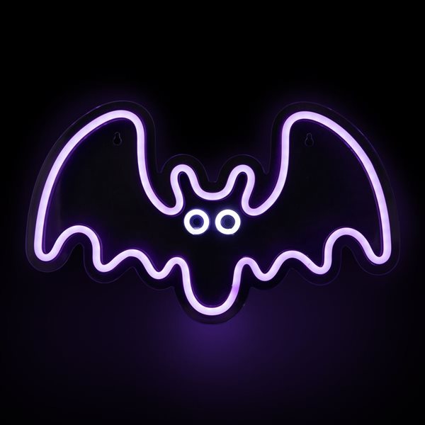 Northlight Purple LED Lighted Neon Style Bat Halloween Window ...