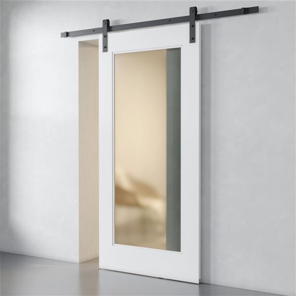 Urban Woodcraft Mano Barn Door with Hardware White Track and Hardware ...