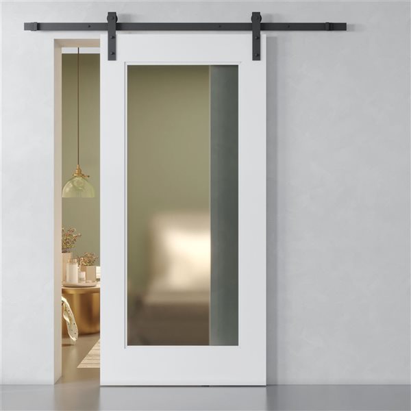 Urban Woodcraft Mano Barn Door with Hardware White Track and Hardware ...