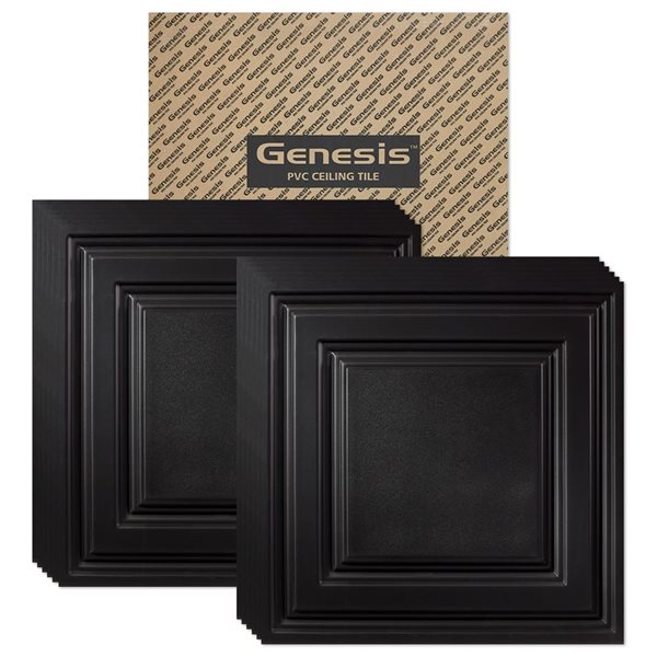 Genesis 24-in x 24-in Icon Relief 12-pack Black Coffered 15/16-in Drop ...